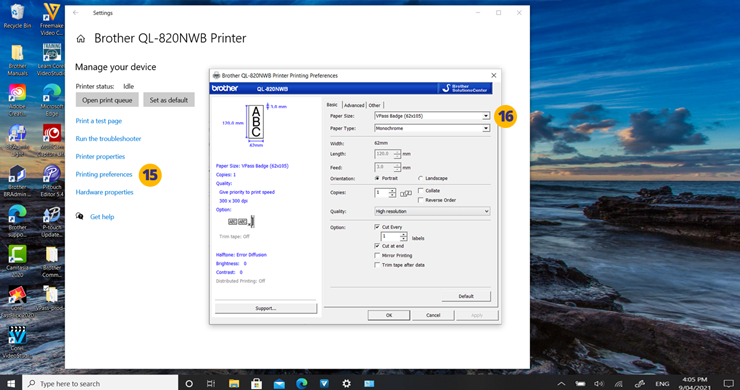 Printer Setup - Windows Print App - VPass