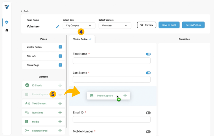 Capture images of documents or ID cards at sign in - VPass